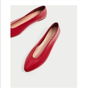 Zara | Shoes | Nwt Zara Vcut Red Leather Ballerina Flats | Poshmark